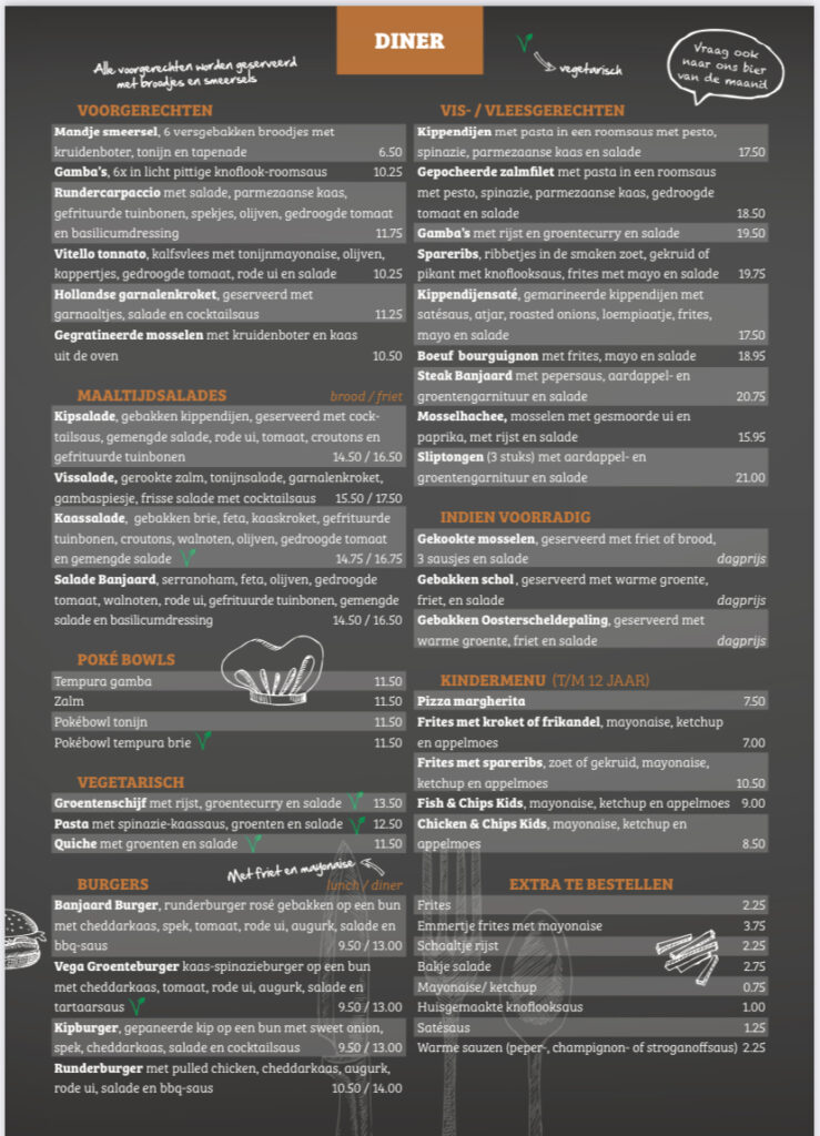 De Menukaart | Eetcafé de Banjaard
